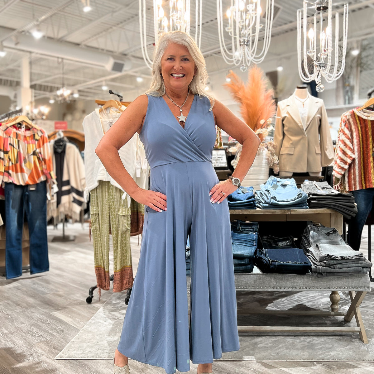 Stretch Crossover Jumpsuit with Pockets – Mainstream Boutique Stillwater