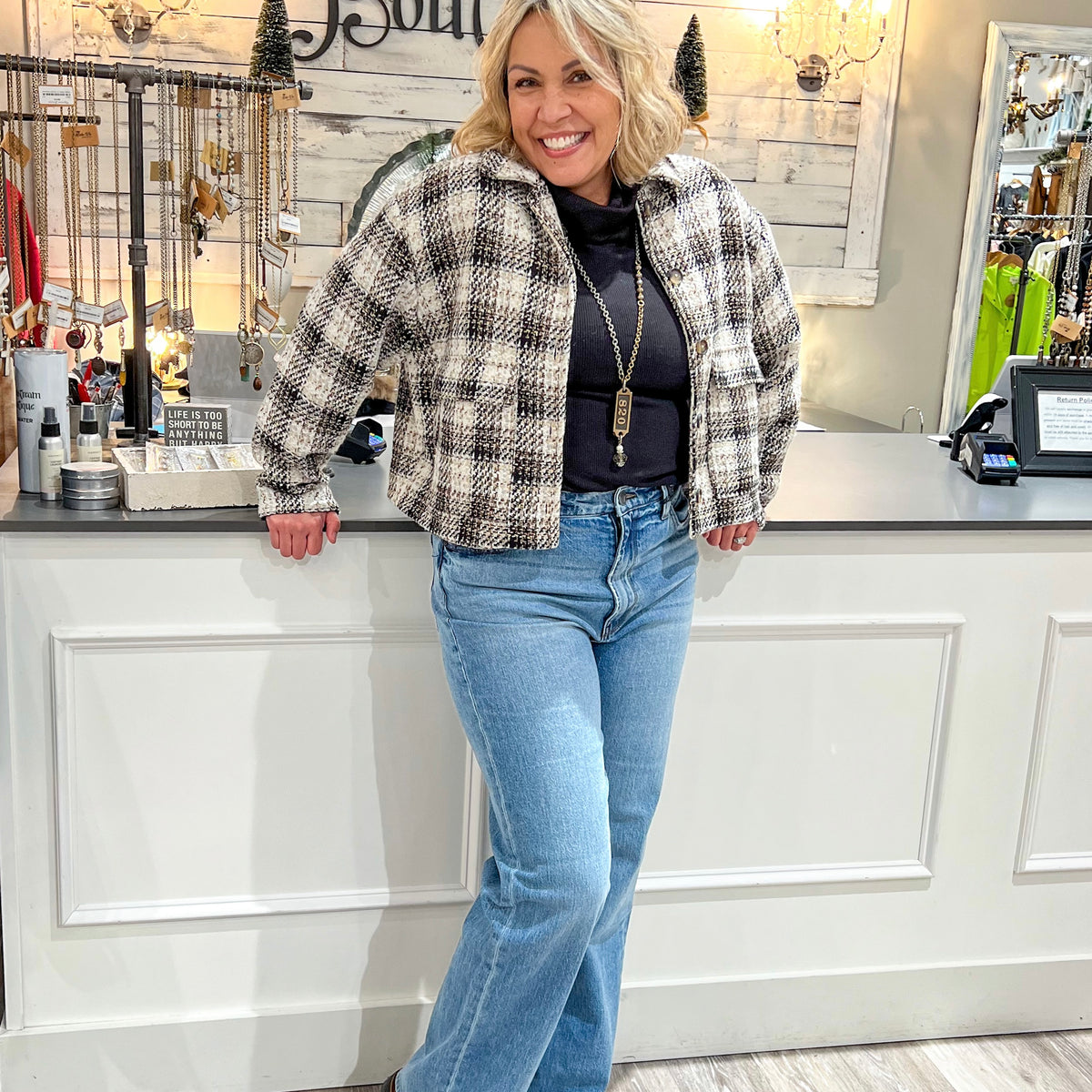 Tweed Crop Shacket – Mainstream Boutique Stillwater